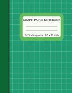GRAPH NOTEBOOK 1/2 INCH SQUARES: BLANK QUAD RULED 110 SQUARE GRID PAGES ...