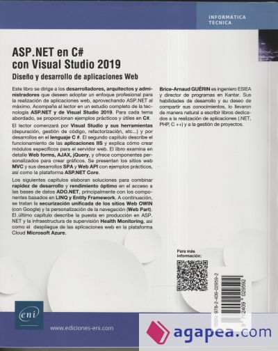 ASP.NET CON C# EN VISUAL STUDIO 2019 DISEÑO Y DESARROLLO - BRICE ARNAUD GUERIN - 9782409029592