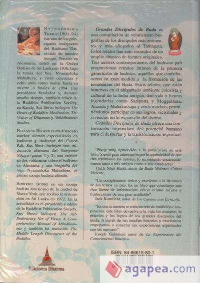 GRANDES DISCIPULOS DE BUDA - THERA NYANAPONIKA - THERA -; HECKER ...