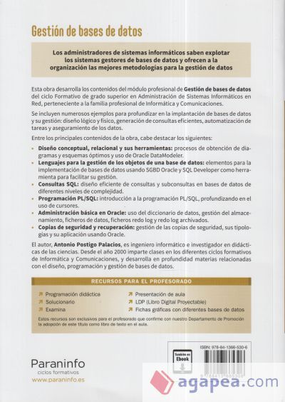 GESTION DE BASES DE DATOS - ANTONIO POSTIGO PALACIOS - 9788413665306