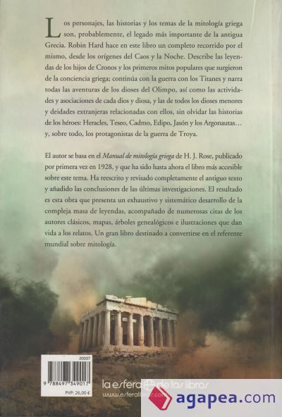 EL GRAN LIBRO DE LA MITOLOGIA GRIEGA : BASADO EN EL MANUAL DE MITOLOGIA GRIEGA DE H. J. ROSE ...