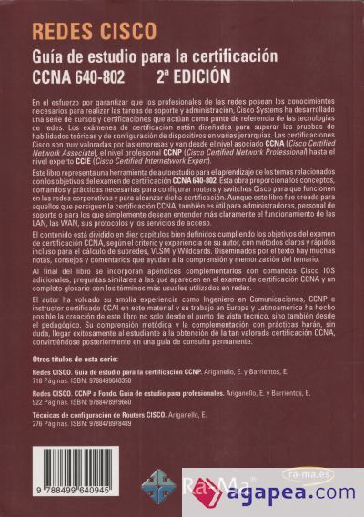REDES CISCO: GUIA DE ESTUDIO PARA LA CERTIFICACION CCNA 640-802. 2ª ... REDES CISCO: GUIA DE ESTUDIO PARA LA CERTIFICACION CCNA 640-802. 2ª ...