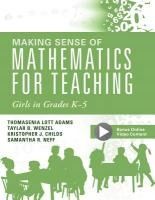 MAKING SENSE OF MATHEMATICS FOR TEACHING GIRLS IN GRADES K - 5 ...